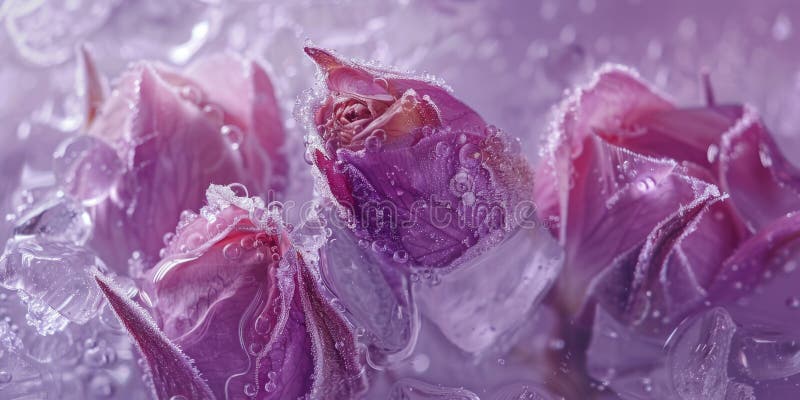 Frozen Bouquet of Purple Flowers Stock Photo - Image of decoration ...