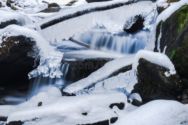 Frozen Branches and Rocks in a Brook Stock Image - Image of rocks ...