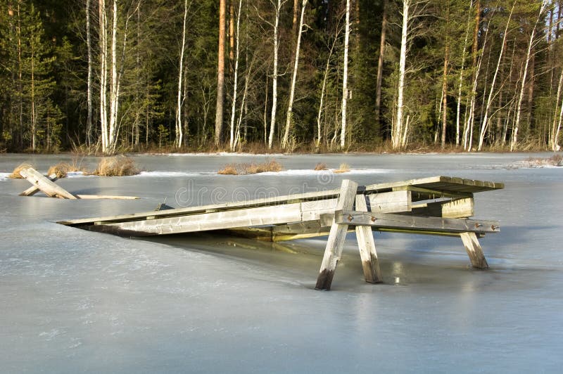 Frozen bridge stock image. Image of nature, forest, winter - 4422833