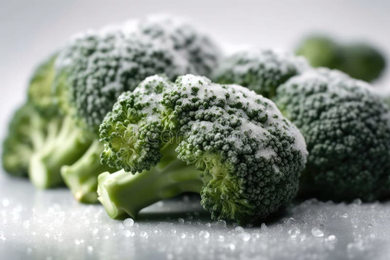 Frozen Broccoli on White Background. Generative AI Stock Illustration ...