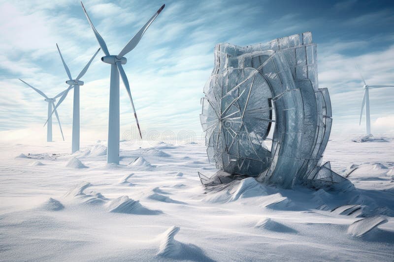 Frozen and Broken Wind Turbines in Isolation Stock Illustration ...