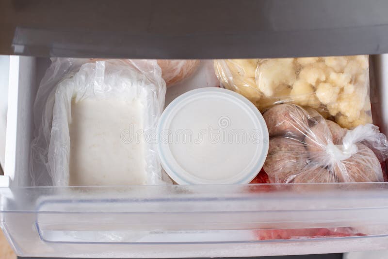 Frozen Broth in a Container in the Freezer Stock Photo - Image of paleo ...