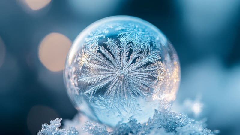 Frozen Bubble Snowflake Winter Wonderland Scene Stock Illustration - Illustration of shimmer ...