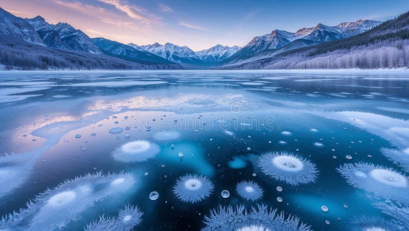 Frozen Bubbles Trapped Under Ice Creating Stunning Patterns at Sunrise ...