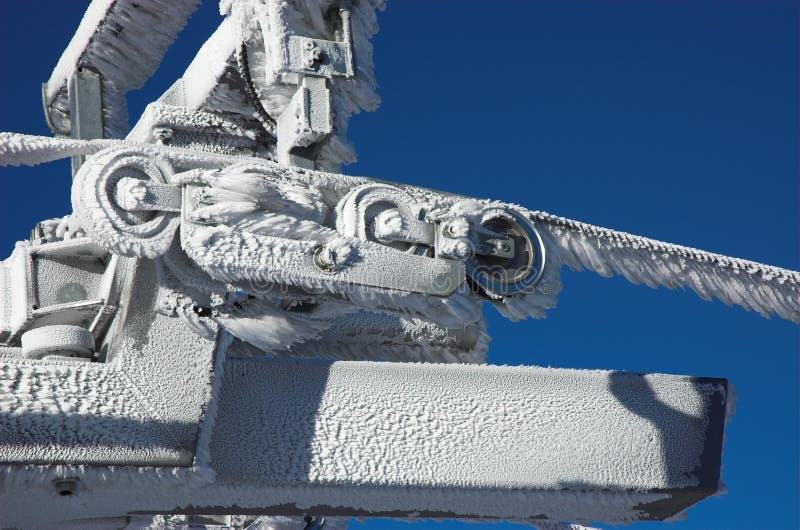 Frozen Cabin Lift Construction Stock Photo - Image of nature, metal ...