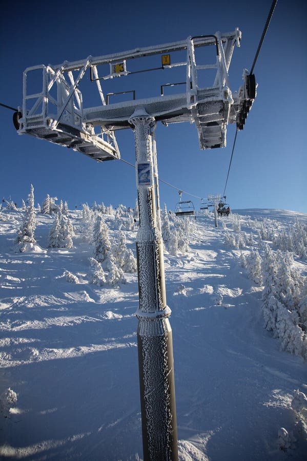 Frozen cable-car stock photo. Image of active, snow, altitude - 10793176