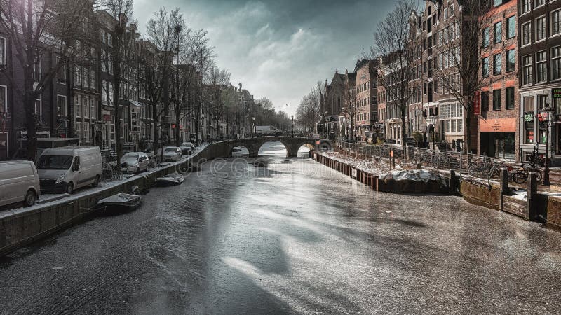 Frozen Canals in the Center of Amsterdam Editorial Photo - Image of ...