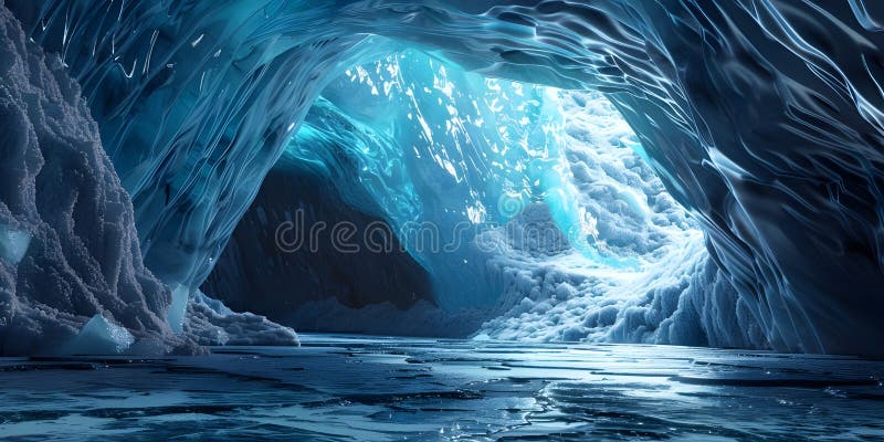 A Frozen Cathedral: a Majestic Ice Cave with Icicles and a Serene ...