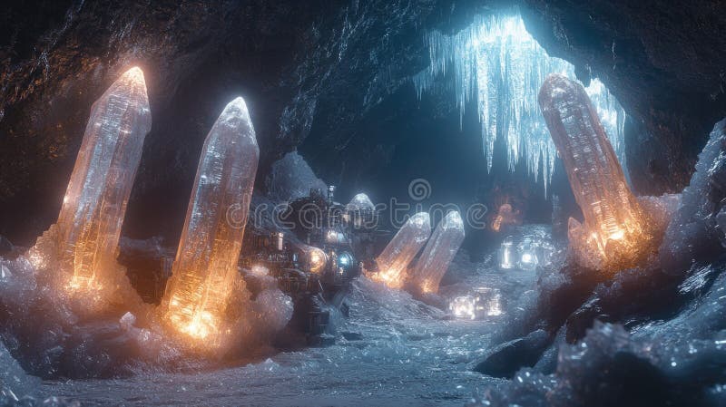 A Frozen Cave Filled with Glittering Ice Crystals Stock Photo - Image ...