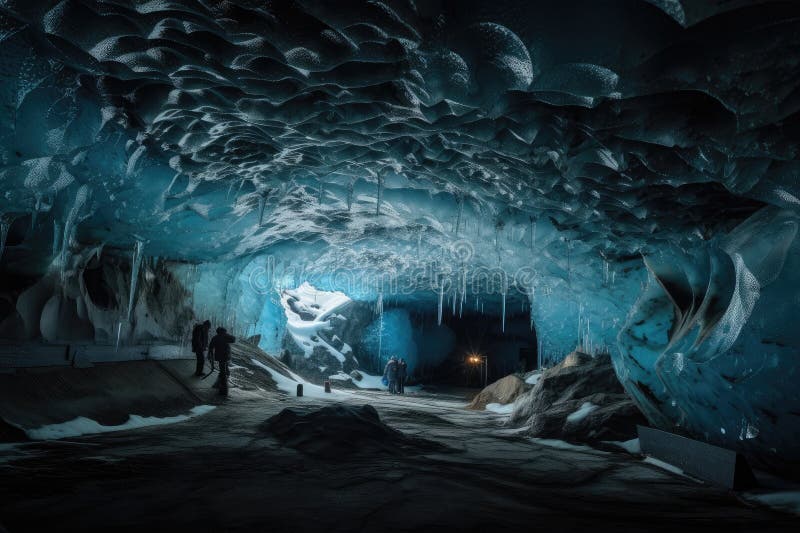 Frozen Cavern, with View of Stars and Planets Visible through the Ice ...