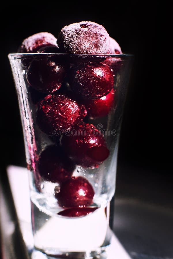 Frozen Cherry Close in a Glass Stock Photo - Image of abstract ...