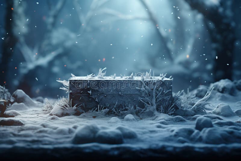 Frozen Chest in a Snowy Forest Stock Illustration - Illustration of ...