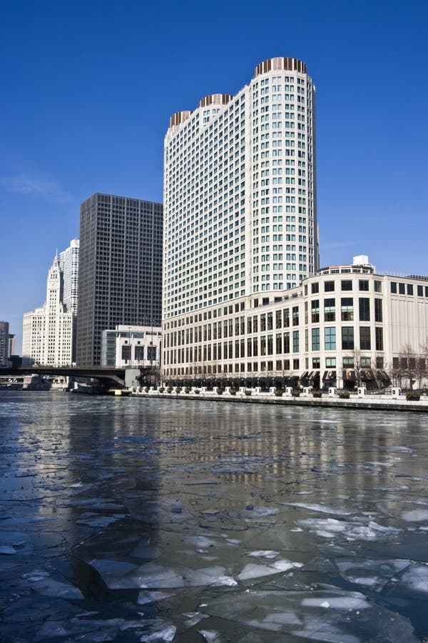 Frozen Chicago River stock photo. Image of snow, life - 6359226
