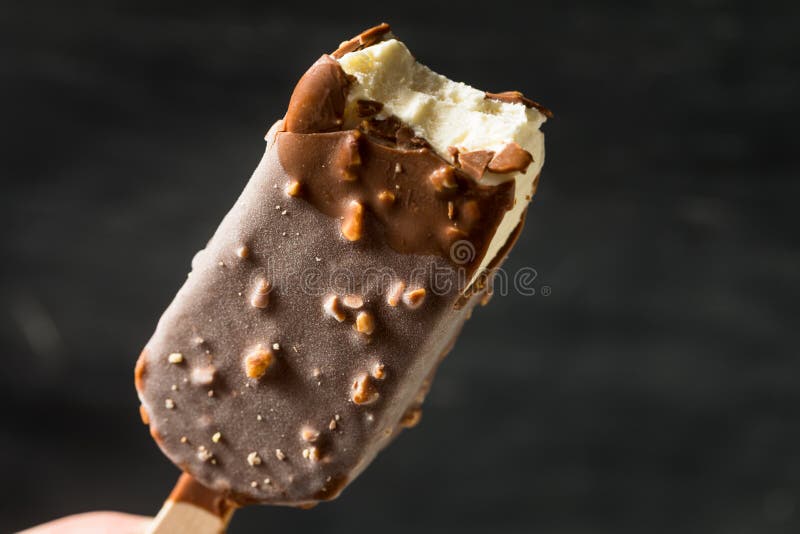 Frozen Chocolate Covered Ice Cream Bars Stock Photo - Image of calories ...
