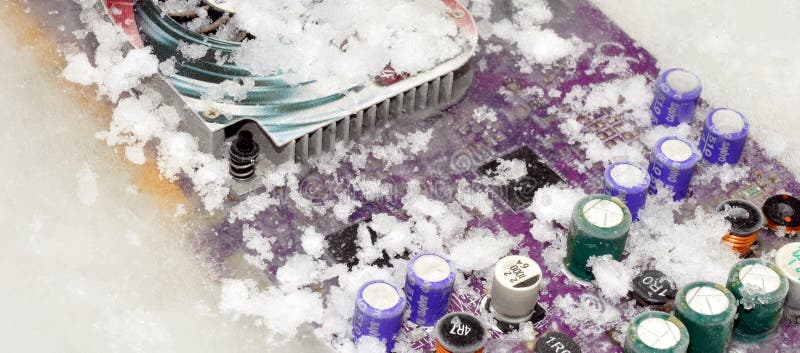 Frozen Circuit Board stock photo. Image of technology - 32712408