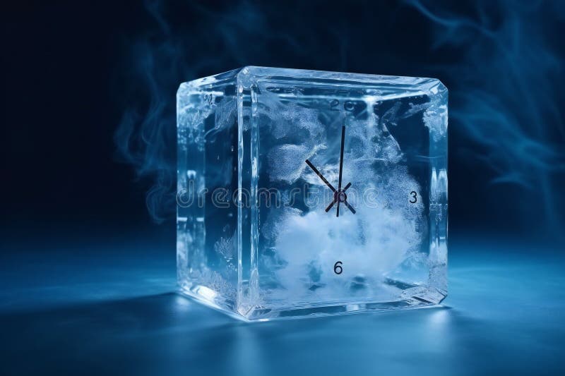 Frozen Clock in a Block of Ice. Frozen Time Stock Photo - Image of ...