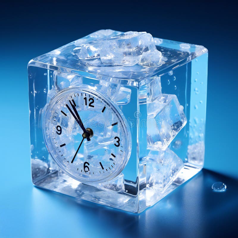 Frozen Clock in a Block of Ice. Frozen Time Stock Image - Image of ...