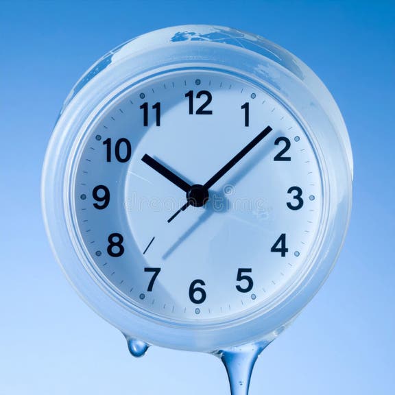 Frozen Clock Melting in Blue Background Stock Illustration ...