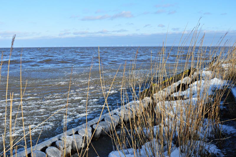 Frozen coast in Denmark stock photo. Image of beach, baltic - 86405578