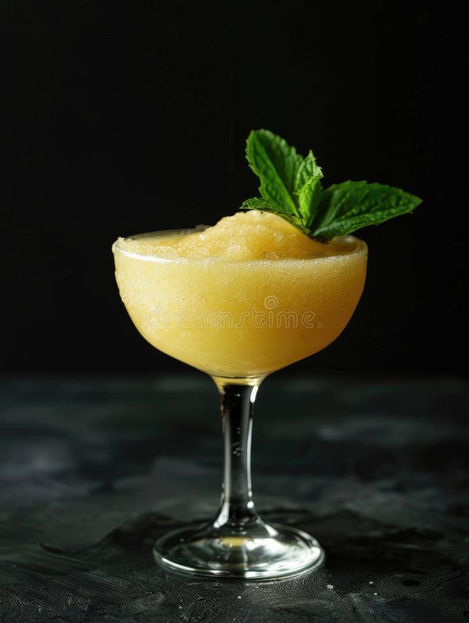 Frozen Cocktail Garnished with Mint Leaves in a Glass Stock ...