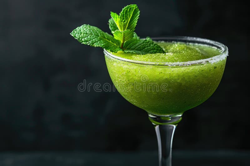 Frozen Cocktail Garnished with Mint Leaves in a Glass Stock ...