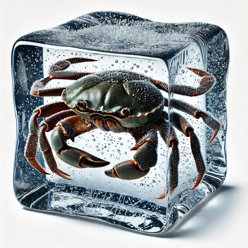 Frozen Crab Encased in Ice Cube Stock Illustration - Illustration of ...