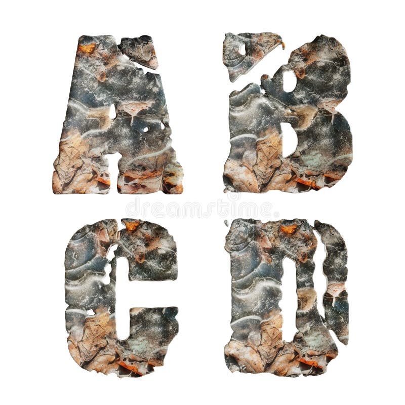 Frozen and Cracked Alphabet Stock Illustration - Illustration of render ...