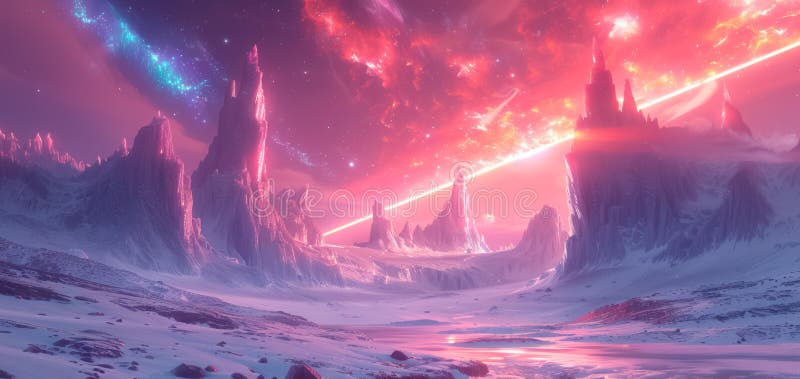 Frozen Desert on an Ice Planet Stock Illustration - Illustration of ...