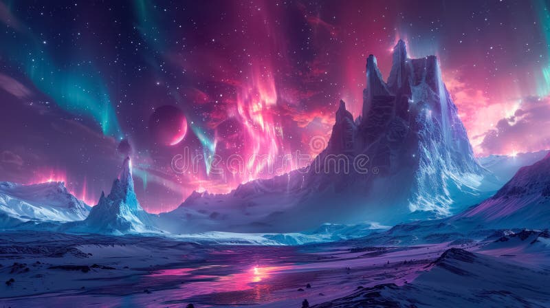 Frozen Desert on an Ice Planet Stock Illustration - Illustration of ...