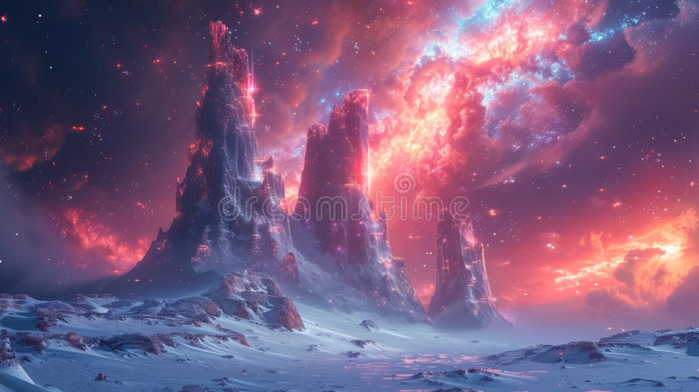 Frozen Desert on an Ice Planet Stock Illustration - Illustration of ...