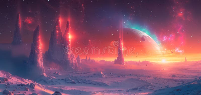 Frozen Desert on an Ice Planet Stock Illustration - Illustration of ...