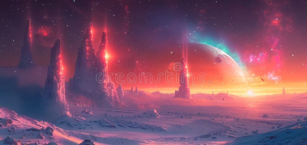 Frozen Desert on an Ice Planet Stock Illustration - Illustration of ...