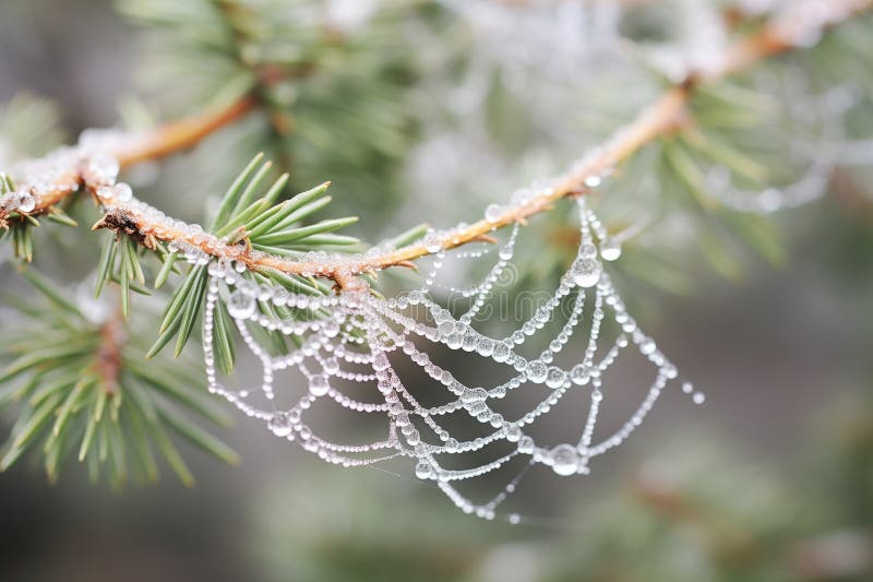 Frozen Dew on Spiderweb between Thorns Stock Illustration ...