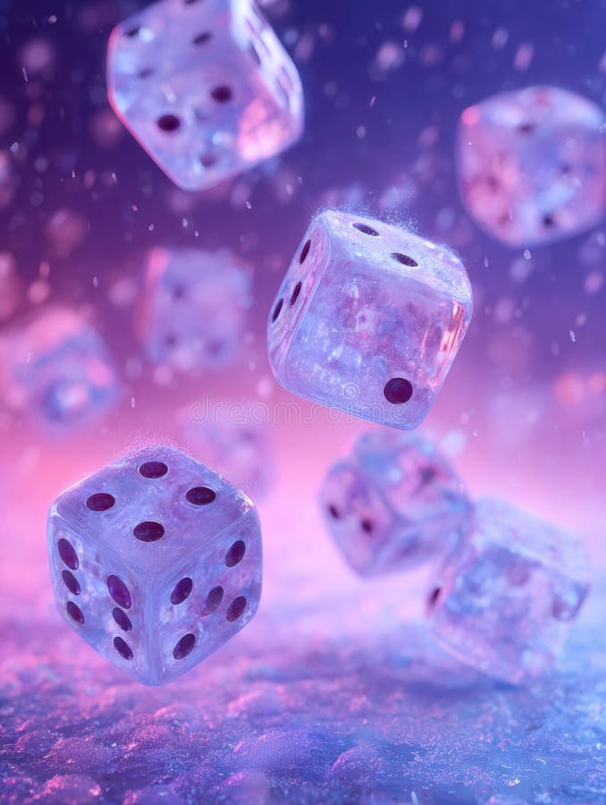 Frozen Dice Mid-Roll in Slow Motion with a Vibrant Background and Free ...