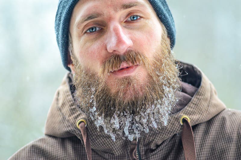 Icicles on a Beard. Male Portrait in Profile Stock Photo - Image of ...