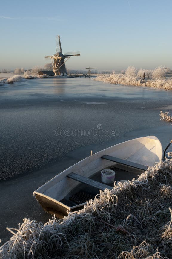 Frozen dutch river stock image. Image of historical, frozen - 18080503