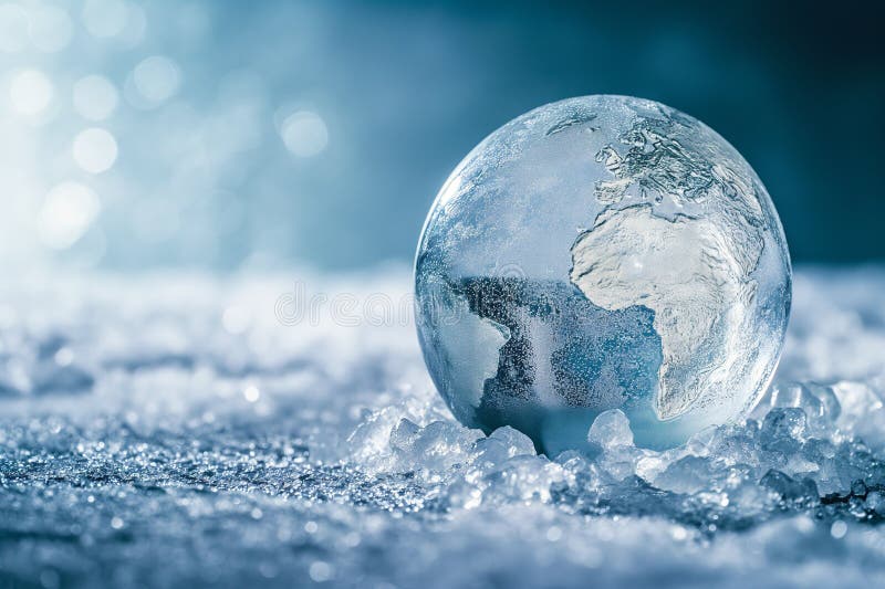 Frozen Earth Globe. Climate Change and Long Winter Concept, Planet ...