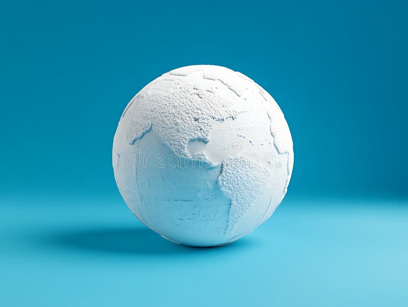 Frozen Earth Globe Suspended in Icy Blue Background Stock Illustration ...