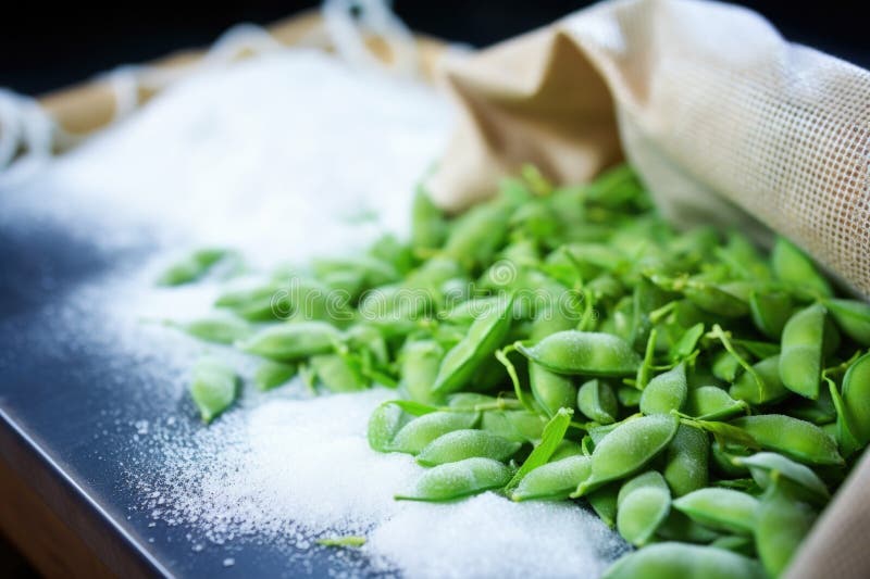 Frozen Edamame Spill Out from Paper Bag Stock Photo - Image of ...