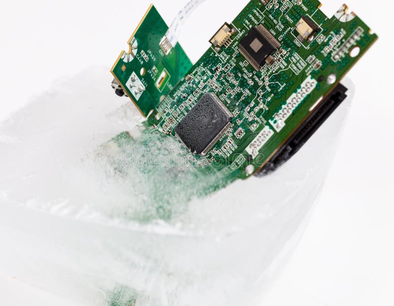 Frozen Electonics Board for Pc in Ice Stock Photo - Image of processor ...