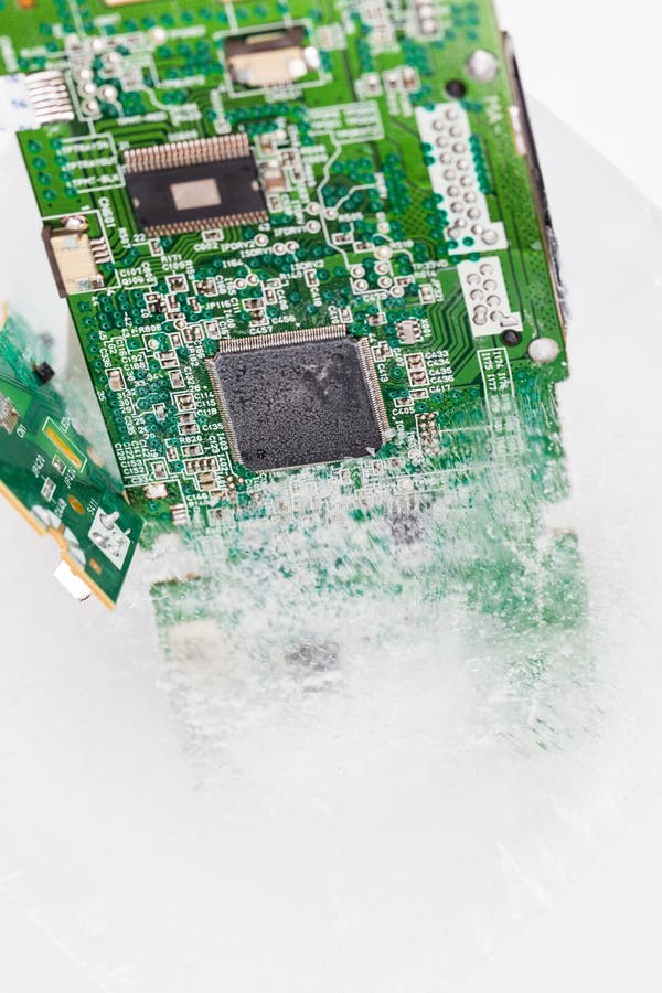 Frozen Electonics Board for Pc in Ice Stock Photo - Image of processor ...