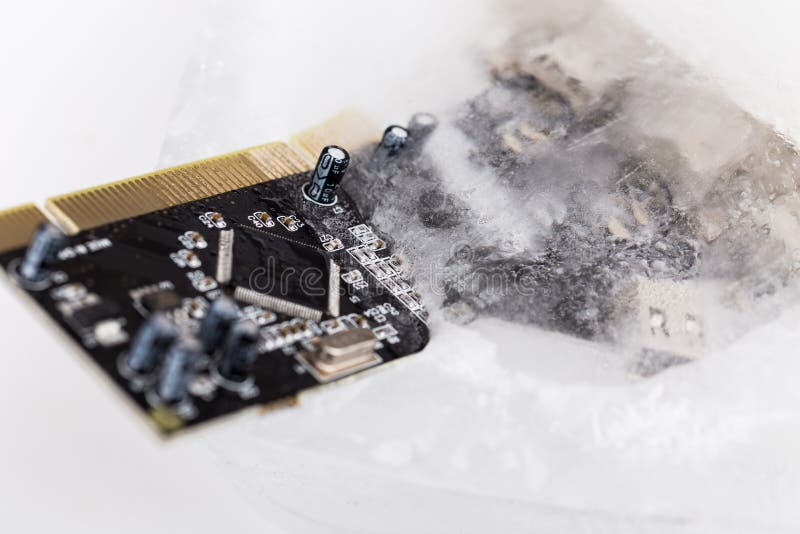 Frozen Electonics Board for Pc in Ice Stock Image - Image of components ...