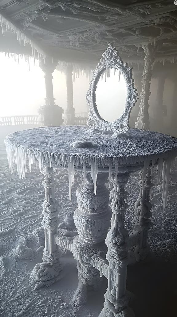 Frozen Elegance in an Icy Room Setting Stock Illustration ...
