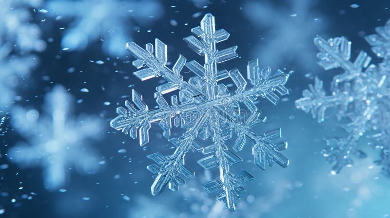 Frozen Elegance of Icy Snowflakes Under a Microscope Stock Illustration ...