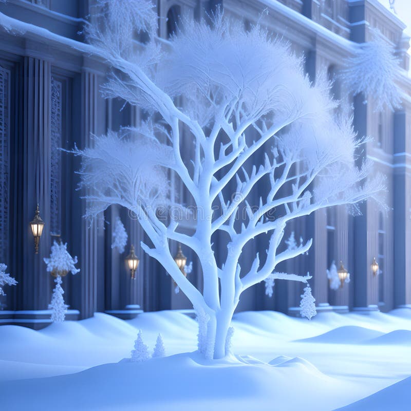 Frozen Elegance Tree Christmas Wallpaper Stock Illustration - Illustration of forest, decoration ...