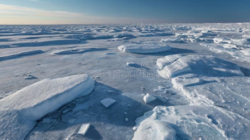Frozen Expanse Arctic Landscape of Blue Ice Under a Clear Skyline ...