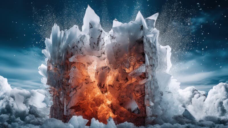 Frozen Explosion A Captivating Display Of An Exploding Ice Block Stock