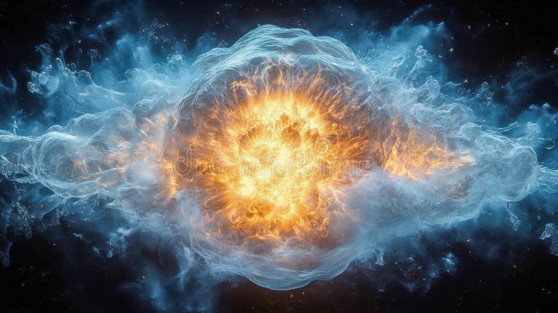 Frozen Explosion of Fire and Ice in Space Stock Image - Image of nature ...
