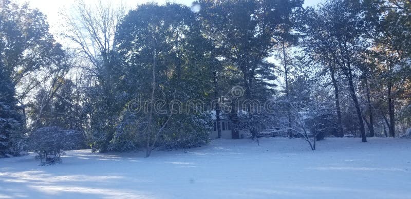 Frozen Fall Wintery Mix Autumnal Snowfall Country Stock Photo - Image ...