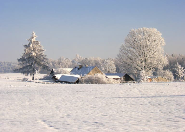 Frozen farm stock photo. Image of blue, farm, white, snow - 504938